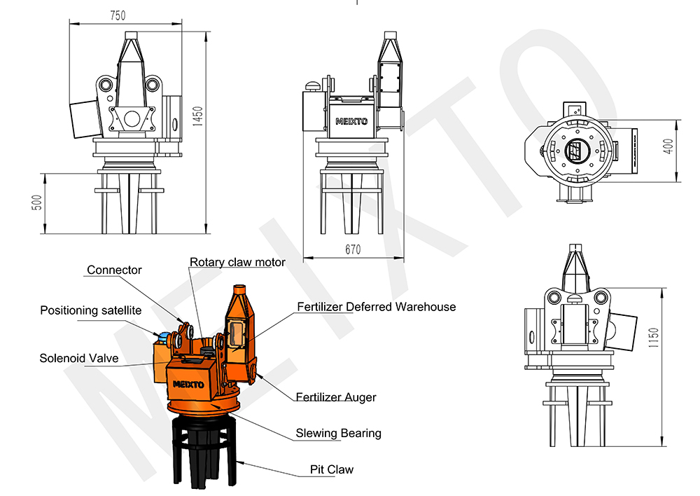 MK05 Pitting Head Attachments With Firtilizer Tank GPS Positioning ...